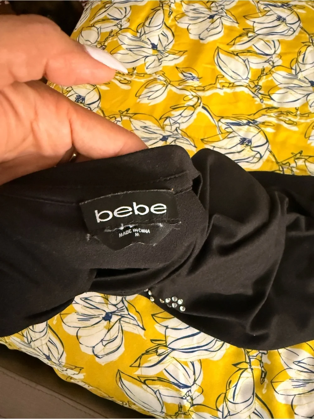 bebe | Tops | Bebe Black Rhinestone Detail Top | Poshmark